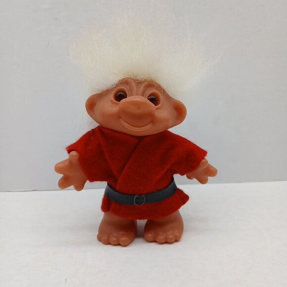 DAM | Toys | Vintage Dam Troll Doll 986 White Hair Brown Eyes Red Felt ...